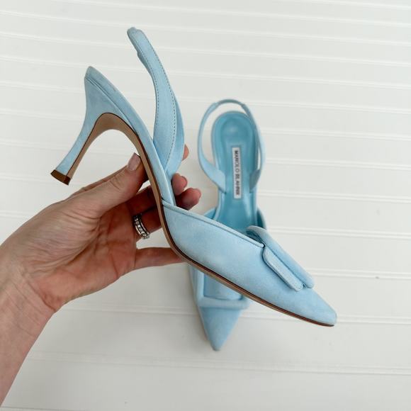 Manolo Blahnik | Shoes | Manolo Blahnik Maysli Slingback Buckle Suede ...